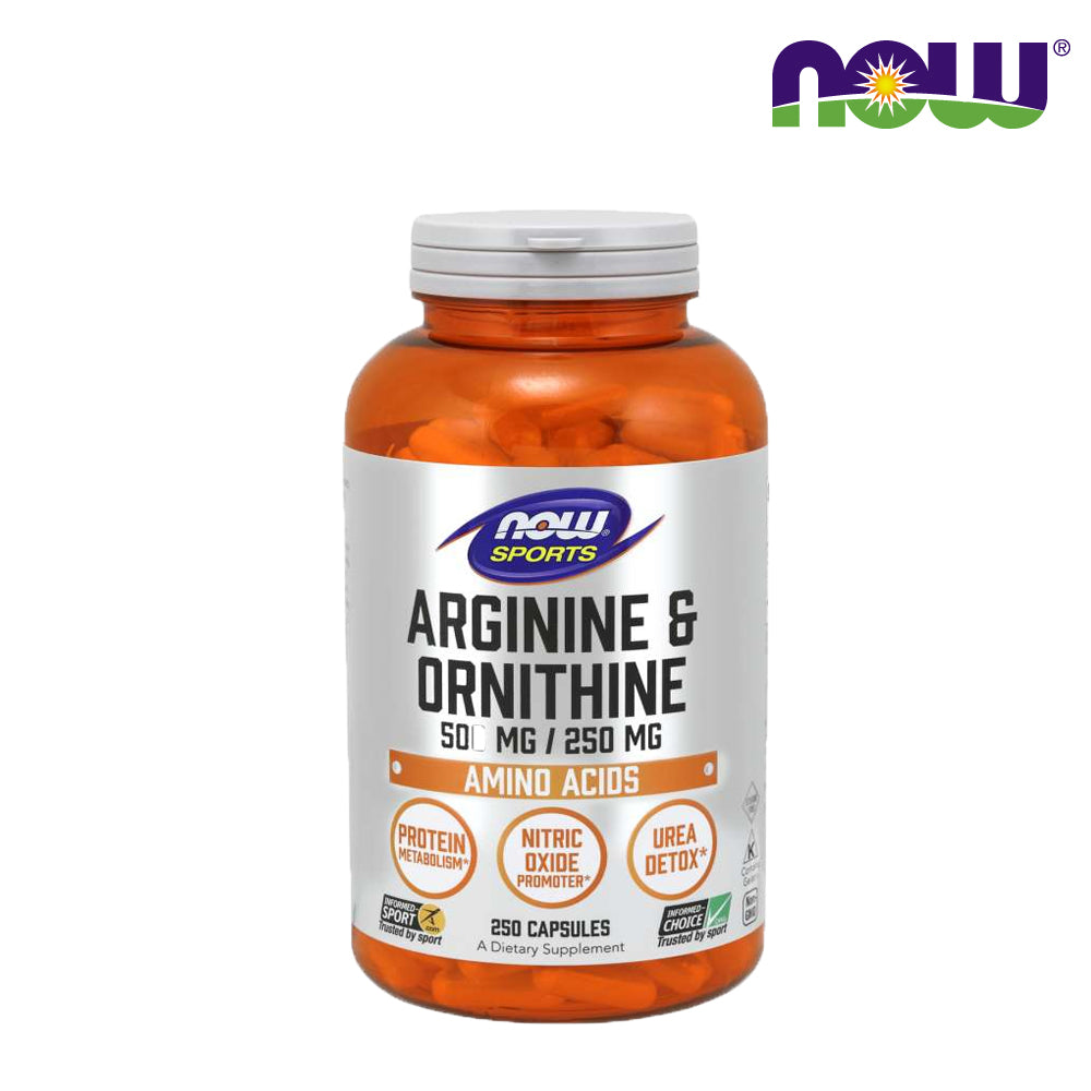 NOW FOOD Arginine & Ornithine 500mg/250mg 250Capsules – BrownPea Health