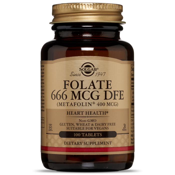 Solgar FOLATE 666 MCG DFE (METAFOLIN 400 MCG) 100 TABLETS – BrownPea Health